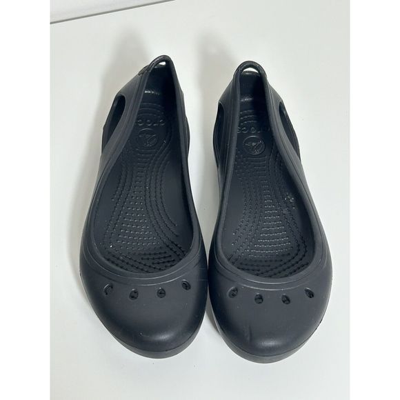 CROCS | Shoes | Crocs Womens Kadee Ballet Flats Black Rubber Slip On Sz ...